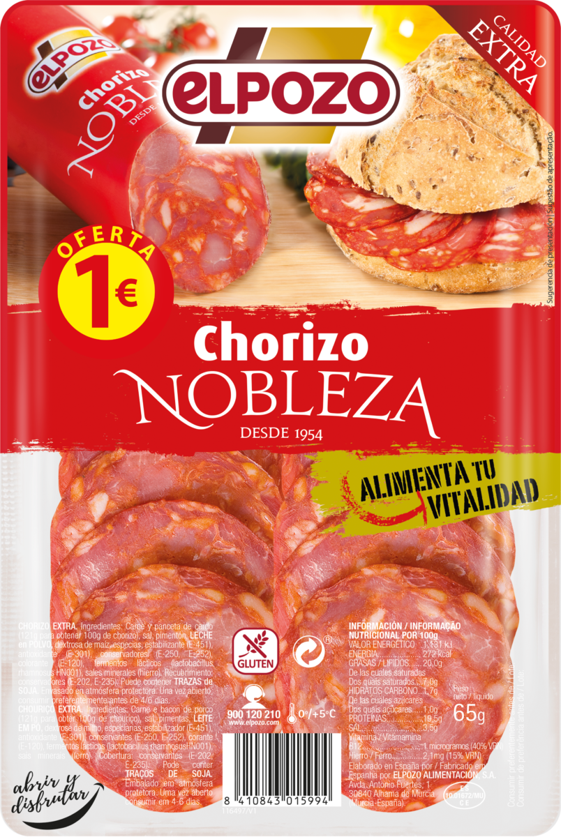 CHORIZO NOBLEZA EXTRA – LONCHAS - ElPozo Alimentación
